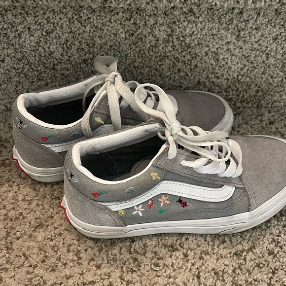 Vans | Shoes | Vans Girls Gray With Flowers | Poshmark